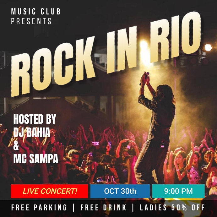 DJ Music event instagram square post flyer Template | PosterMyWall