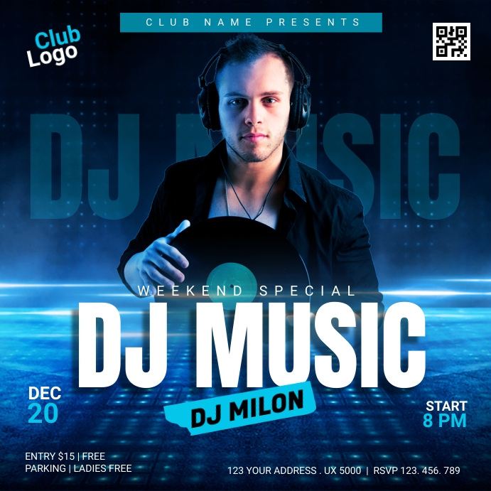 Dj music Instagram post Template | PosterMyWall