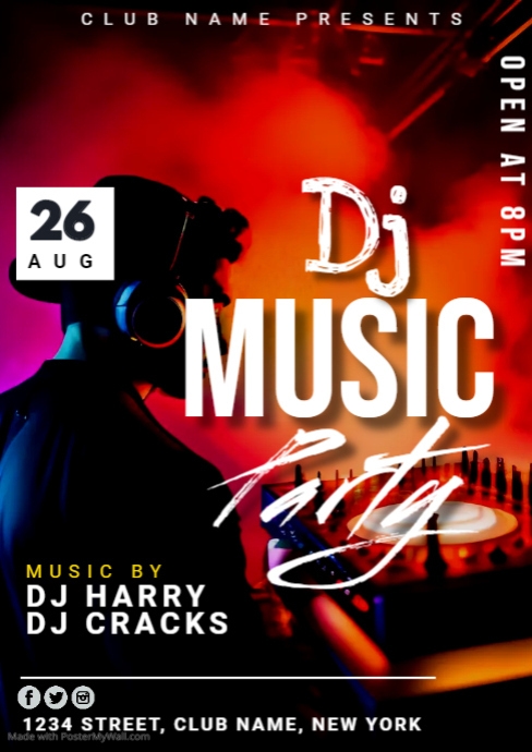 Dj Music Night club party Template | PosterMyWall