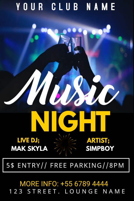 Dj Music Night club Video Banner Template | PosterMyWall