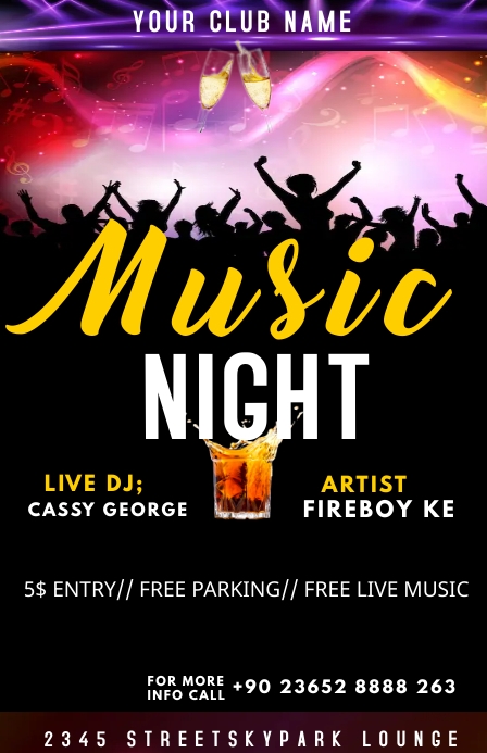 Dj Music Night club video Banner Template | PosterMyWall
