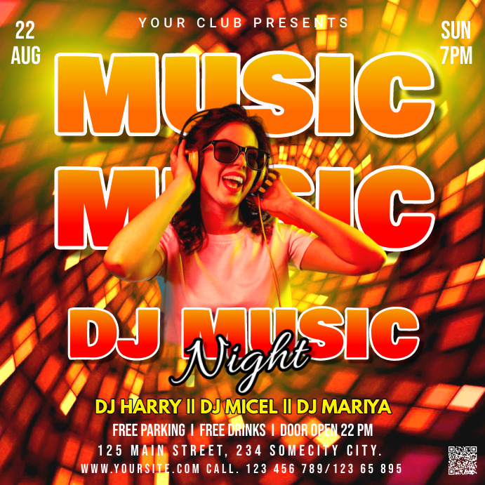 dj music night party flyer template | PosterMyWall