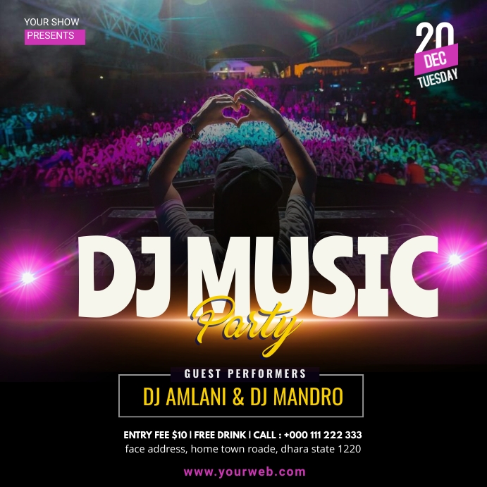 Dj Music Party instagram post Template | PosterMyWall
