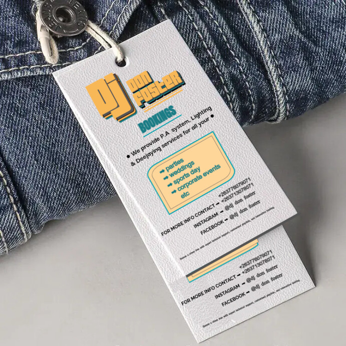 Plantilla de Dj name tag plus sound for hiring services | PosterMyWall