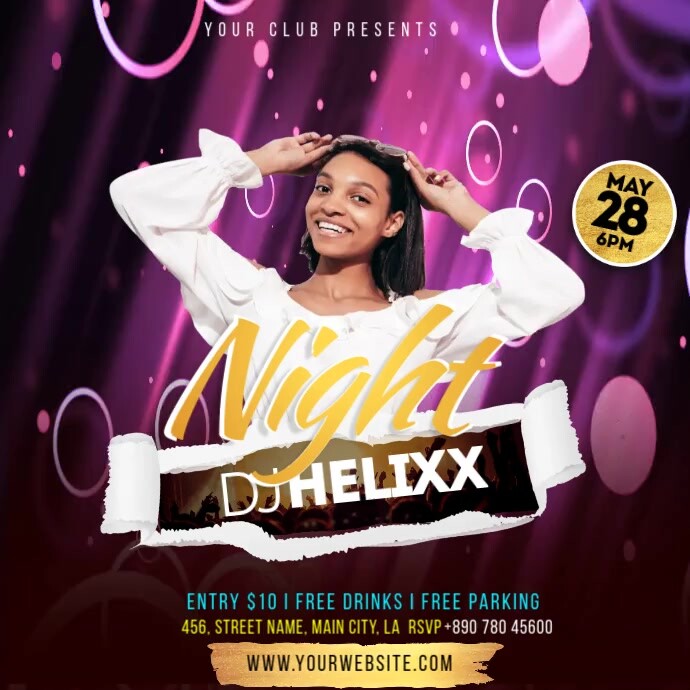 dj night club bar party flyer Template | PosterMyWall