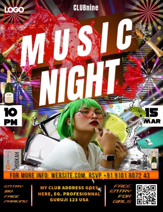 dj night club bar party flyer Template | PosterMyWall