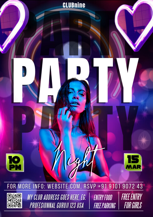 dj night club bar party flyer Template | PosterMyWall