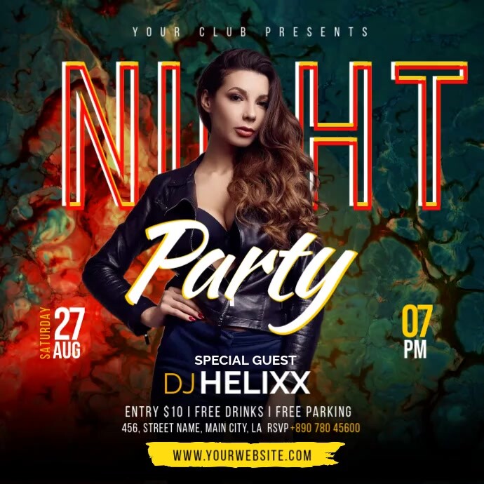dj night club bar party flyer Template | PosterMyWall