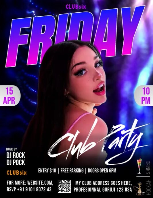 dj night club bar party flyer Template | PosterMyWall