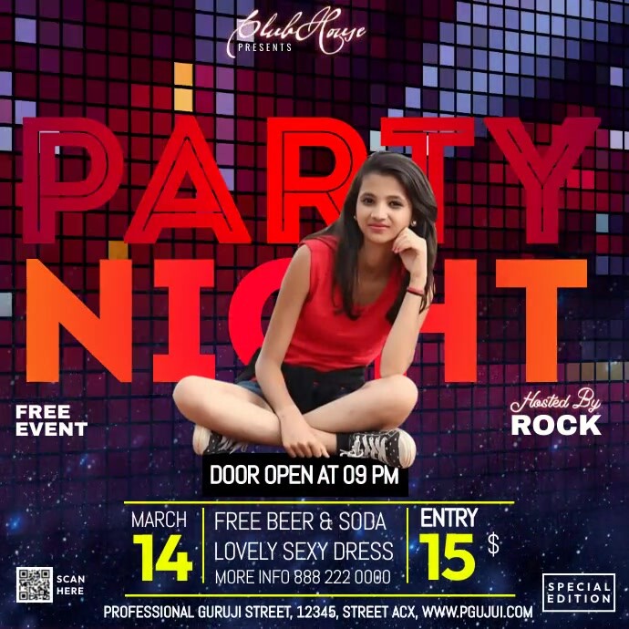 dj night club bar party flyer Template | PosterMyWall
