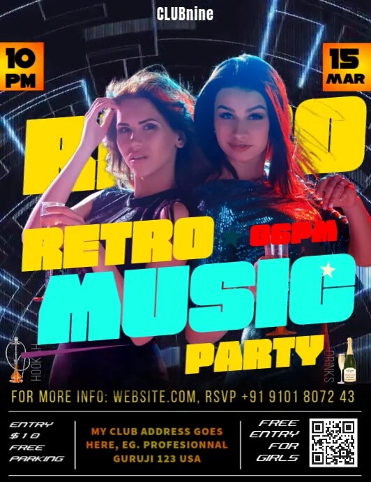 dj night club bar party flyer Template | PosterMyWall