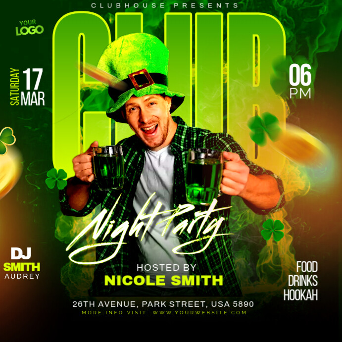 dj night club bar party flyer Template | PosterMyWall