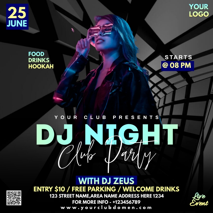 DJ NIGHT CLUB PARTY Template | PosterMyWall