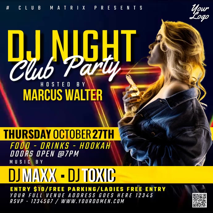 DJ NIGHT CLUB PARTY Template | PosterMyWall