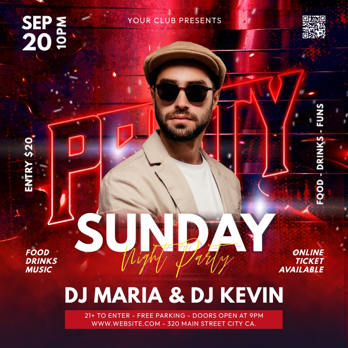DJ Night Party, Night Party Instagram Post Template | PosterMyWall
