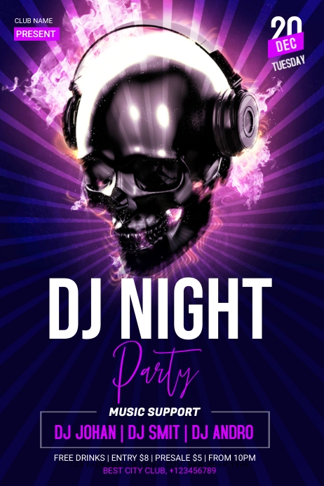 Dj Night Party Banner Template | PosterMyWall