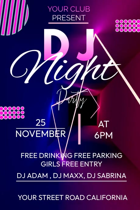 DJ NIGHT PARTY Template | PosterMyWall