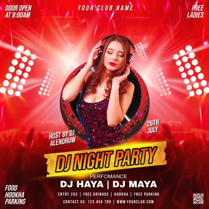 dj night party flyer Template | PosterMyWall