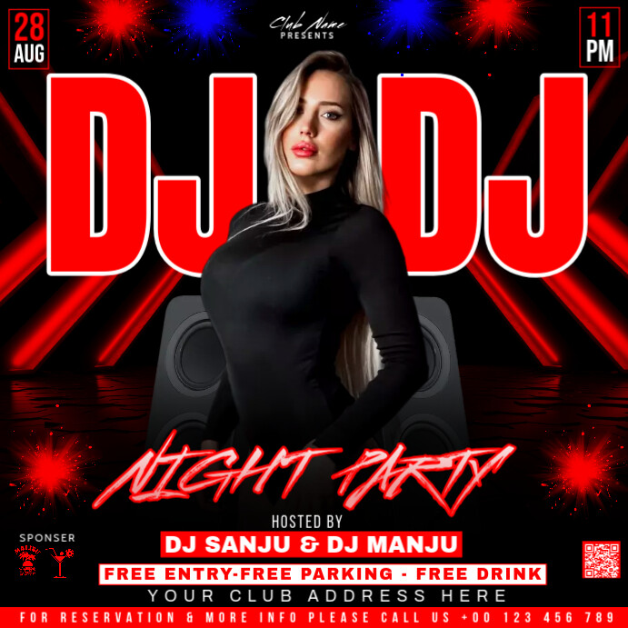 DJ NIGHT PARTY INSTAGRAM POST Templat | PosterMyWall