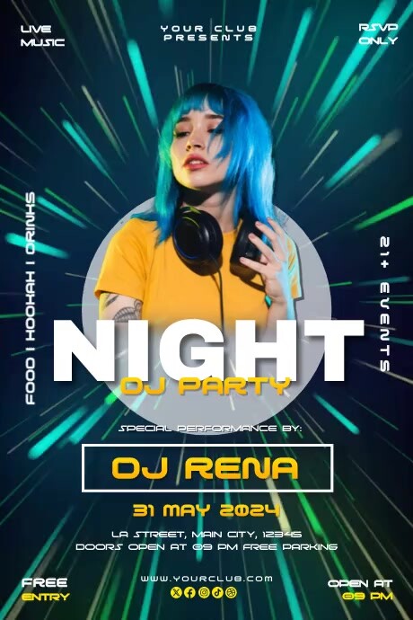 Dj Night Party Poster Flyer Template | PosterMyWall