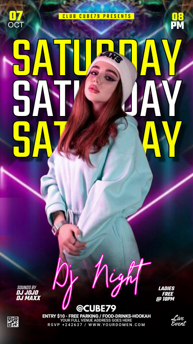 DJ night saturday Template | PosterMyWall