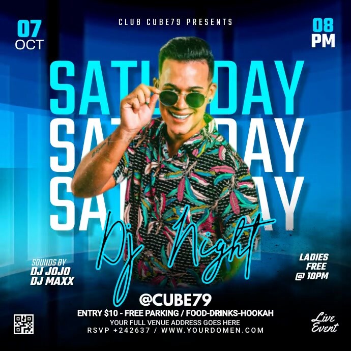 Plantilla de DJ night saturday | PosterMyWall