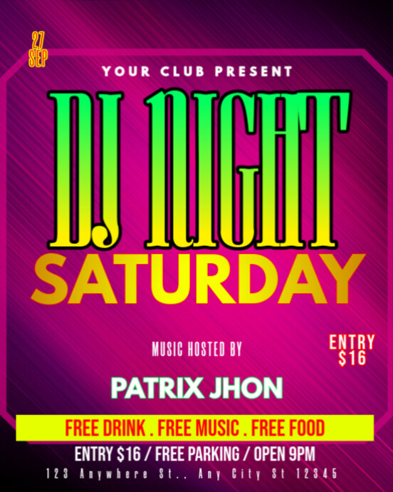 Dj night saturday post Template | PosterMyWall