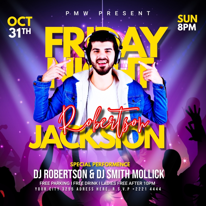 Dj party Social Media ad Template | PosterMyWall