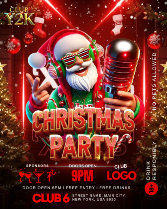 DJ Santa Christmas Music Party Template | PosterMyWall