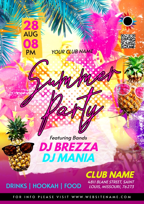 Plantilla de DJ Summer Party Flyer | PosterMyWall