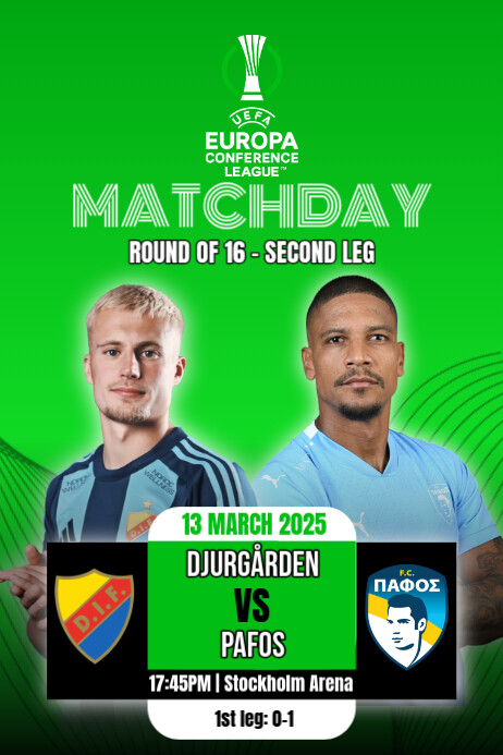 Plantilla de Djurgården VS Pafos | PosterMyWall