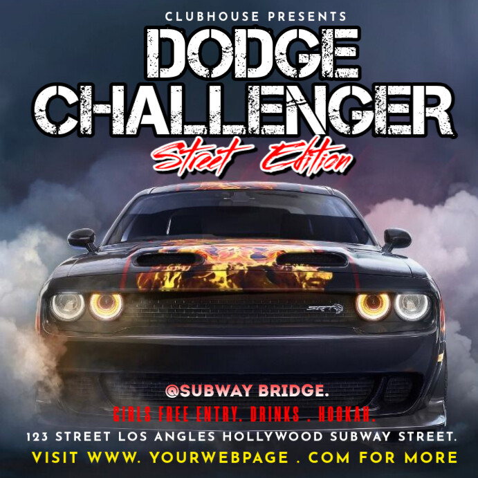 Plantilla de dodge challenger night | PosterMyWall