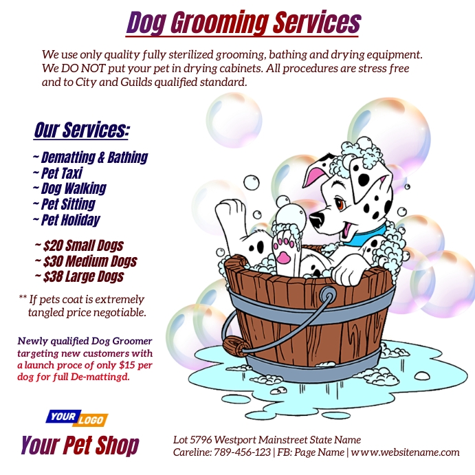 Dog Grooming Ad Flyer Template | PosterMyWall