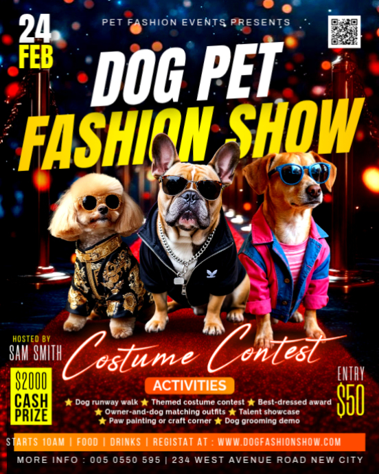 Dog Pet Fashion Show runway catwalk costume contest event invitation ...