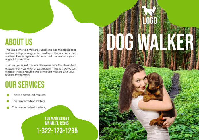 Dog Walker Bi-Fold Brochure Template | PosterMyWall