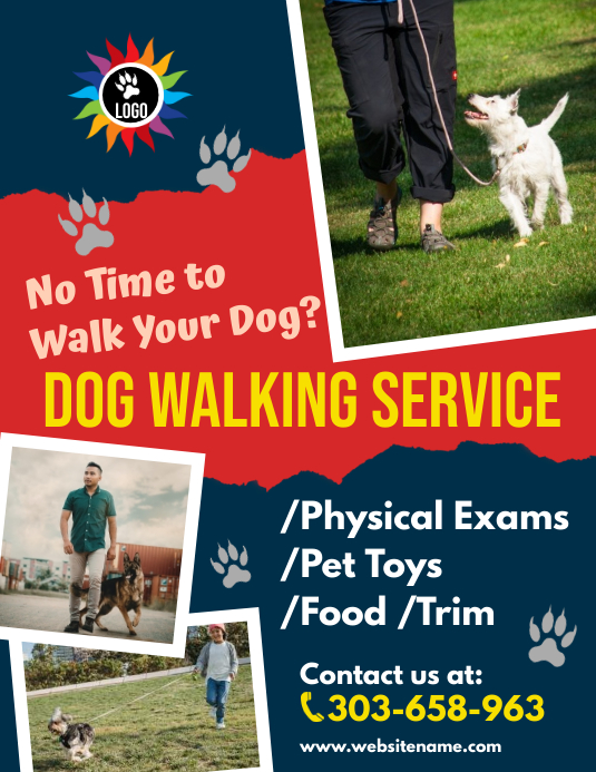 Dog Walking Services Flyer Template | PosterMyWall