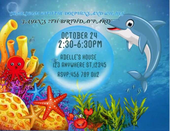 Dolphin | Birthday Invitation Template | PosterMyWall