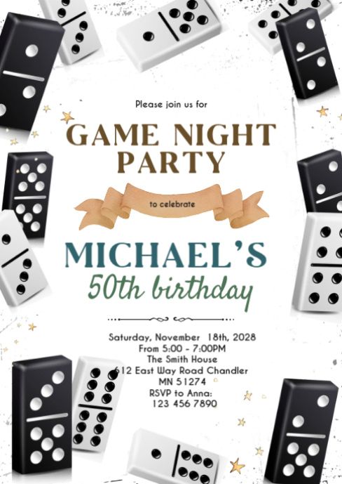Game Night Birthday Party A6 Template | PosterMyWall