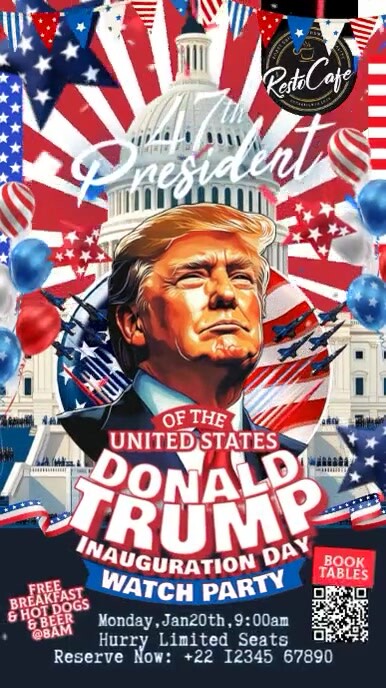 Donald Trump Inauguration Day Watch Party Template | PosterMyWall