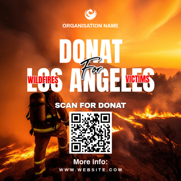 Donate For Los Angeles Wildfires Victims Instagram Post Template ...