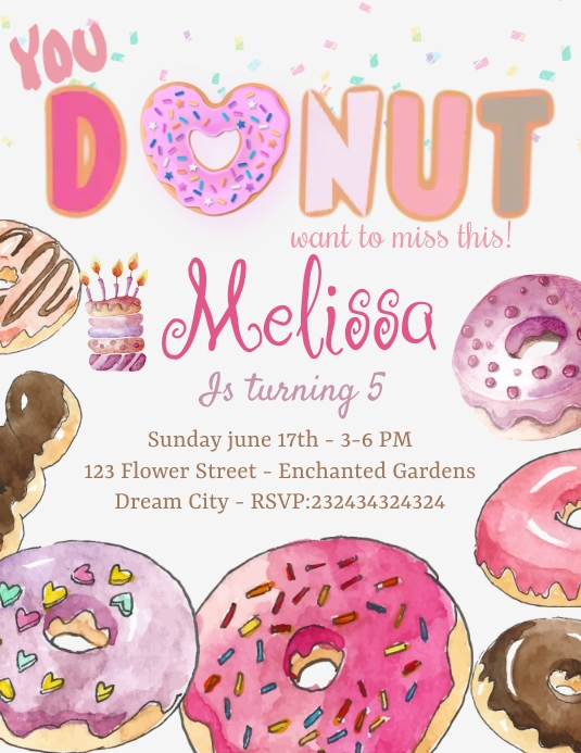 Donut Birthday Invitation Template | PosterMyWall