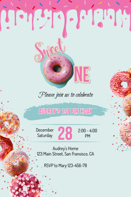 Donut Birthday Invitation Template | PosterMyWall