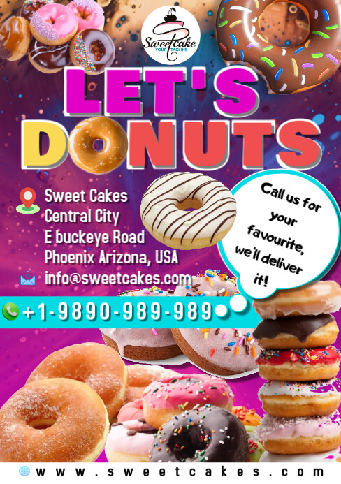 Donut Cakes & Pastries Bakers business flyer Template | PosterMyWall