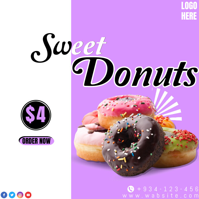 Donut flyer instagram post Template | PosterMyWall