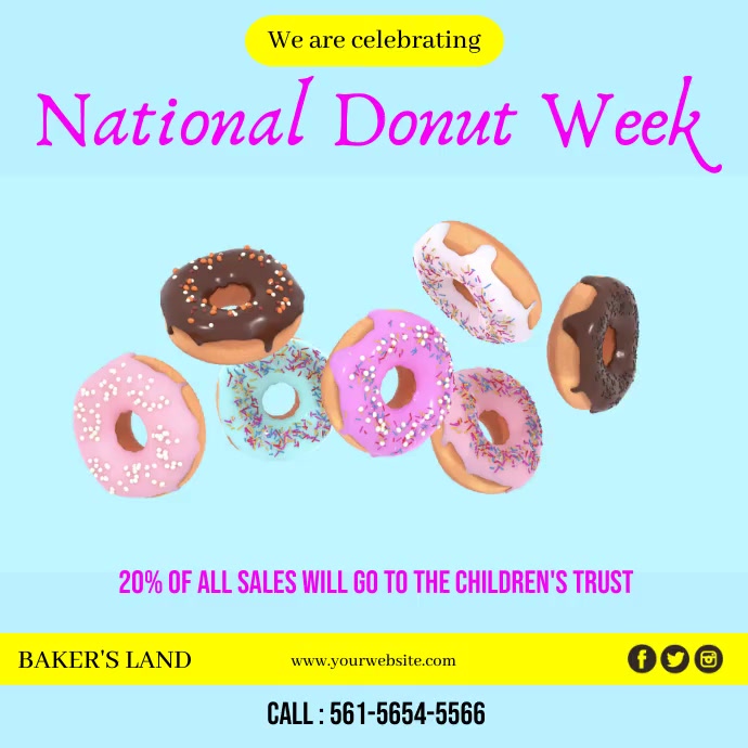 Donuts, National Donut Week Template | PosterMyWall