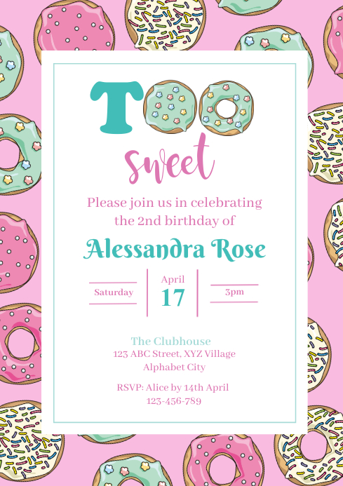 Donuts Birthday Invitation Template | PosterMyWall