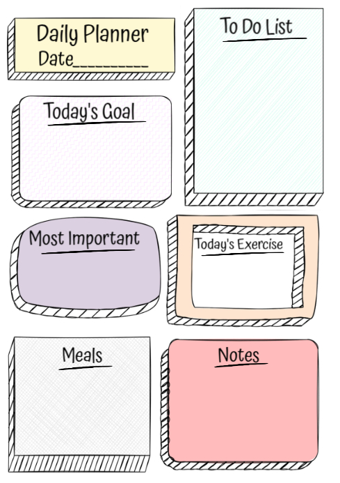 Doodle Daily Planner Printable - To Do List - Notebook Journal Sheet A4 Template | PosterMyWall