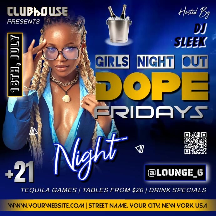 DOPE FRIDAYS GIRLS NIGHT OUT PARTY POSTER Template | PosterMyWall