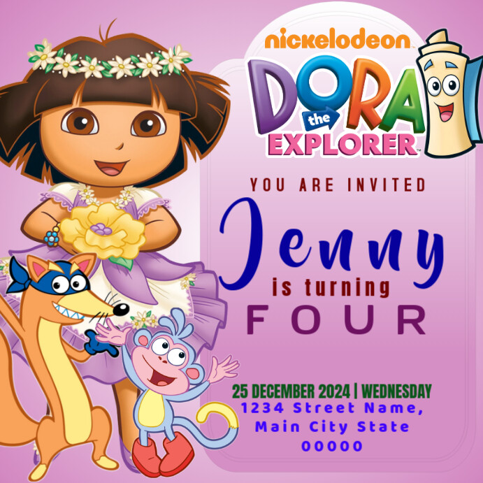 Plantilla de Dora Birthday Instagram Post | PosterMyWall
