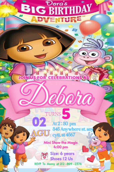 Dora The Explorer Invitation Templates